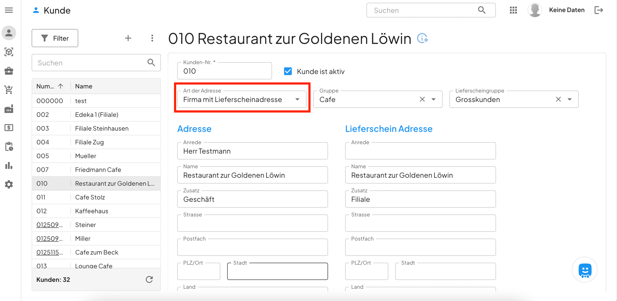 🧾 Rechnungsadresse und Lieferadresse bei einem Lieferkunden einrichten