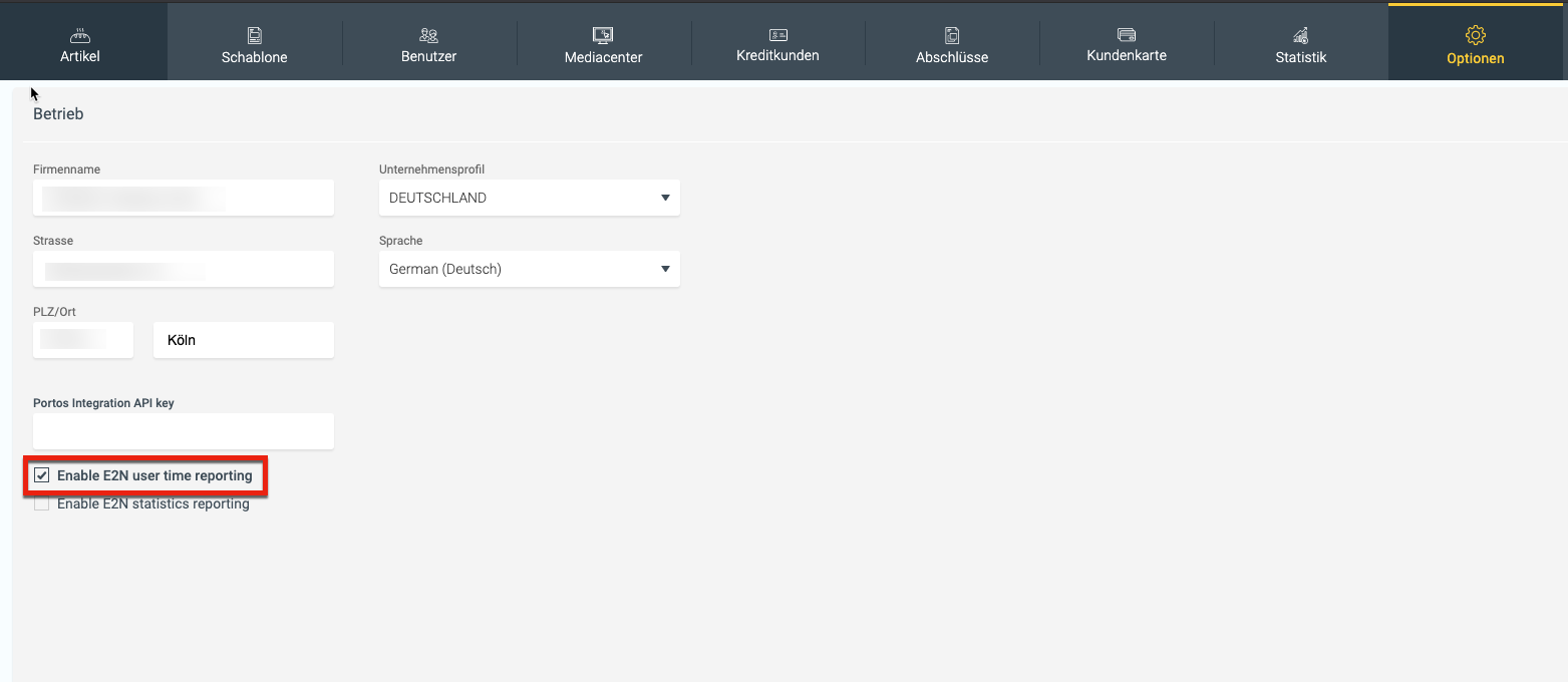 Wie kann ich den E2N Export einrichten?